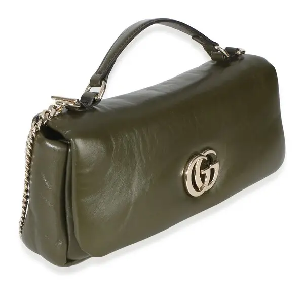 Gucci Lambskin Gg Milano Top Handle Bag - Green