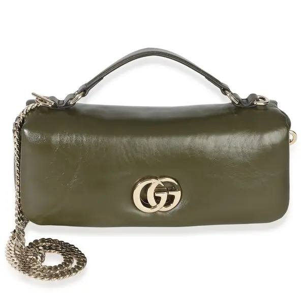 Gucci Lambskin Gg Milano Top Handle Bag - Green