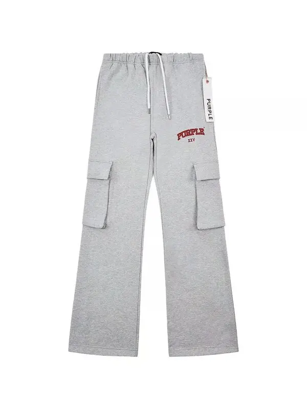 PURPLE BRAND Heather Jersey Crackle Cargo Trousers - Grey