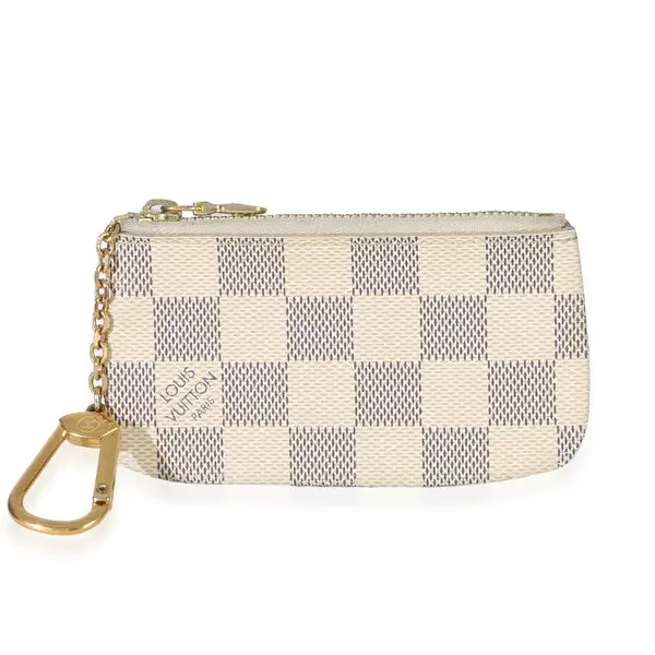 LOUIS VUITTON Damier Azur Canvas Key Pouch - Beige