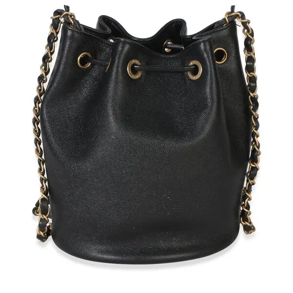 Chanel Caviar Studded Deauville Drawstring Bucket Bag