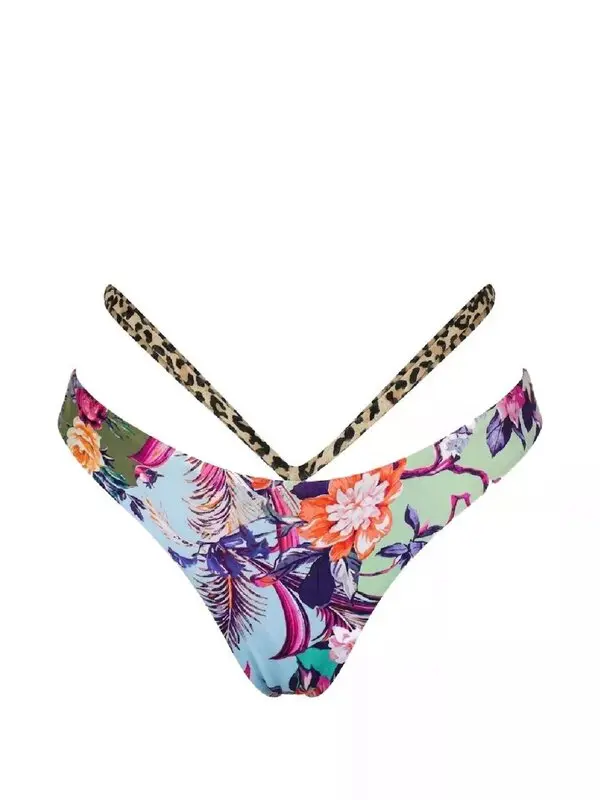 DEL MAAR Floral-print Bikini Bottoms - Blue