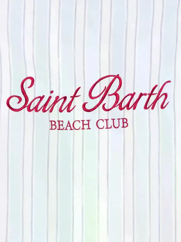 MC2 SAINT BARTH Embroidered Striped Beach Towel - White