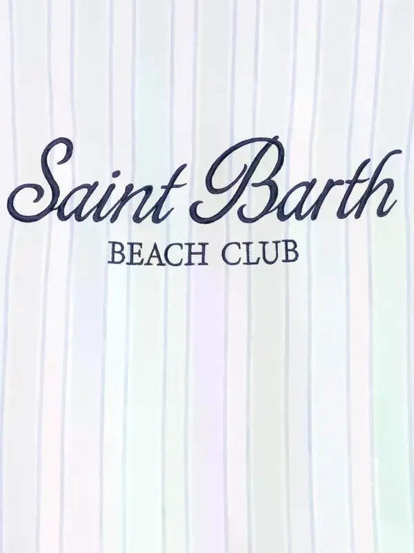 MC2 SAINT BARTH Embroidered Striped Beach Towel - White
