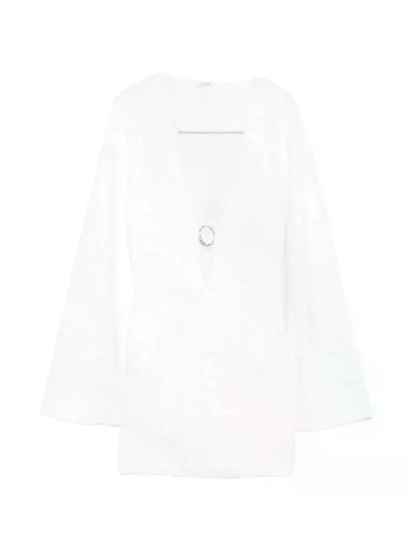 Oseree Paillettes Ring-detail Mini Dress - White