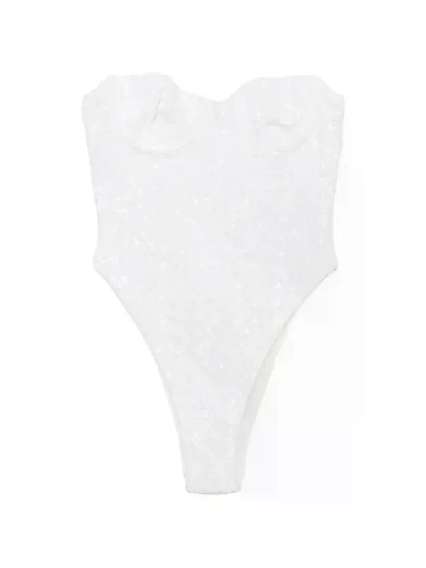 Oseree Sequin-embellished Underwired Swimsuit - White