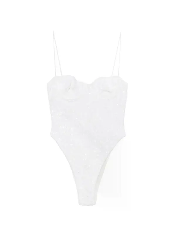 Oseree Sequin-embellished Underwired Swimsuit - White