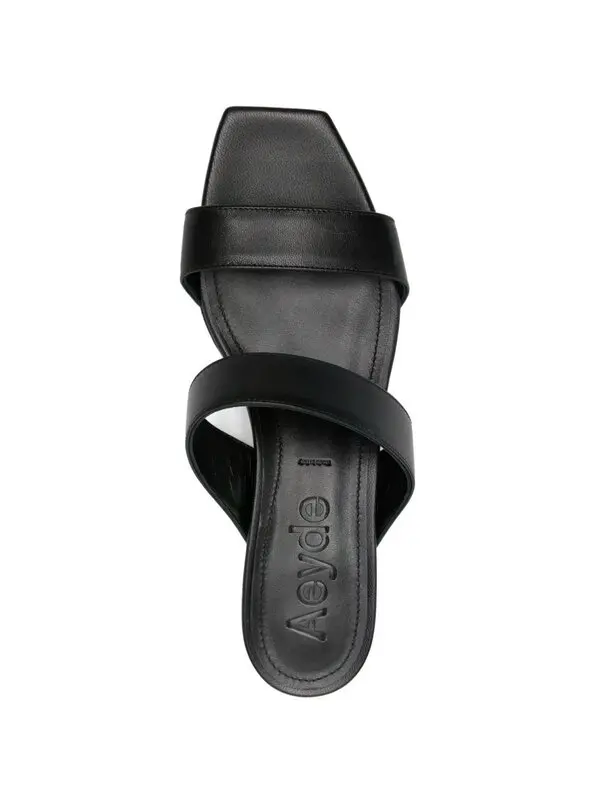 AeydĒ Double-strap Square-toe Sandals - Black