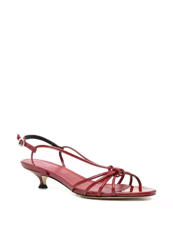 AeydĒ Knotted Patent-leather Sandals - Red