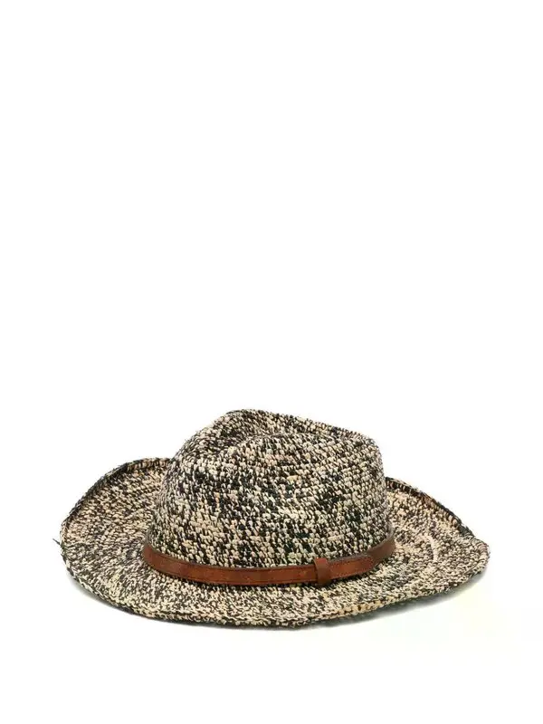 IBELIV Raffia Fedora With Leather Trim - Neutrals
