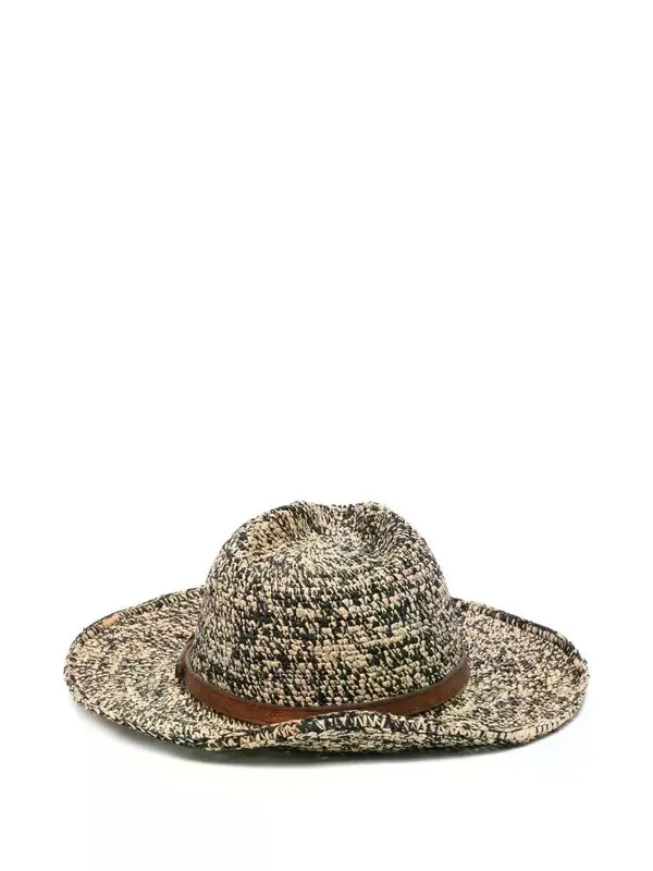 IBELIV Raffia Fedora With Leather Trim - Neutrals