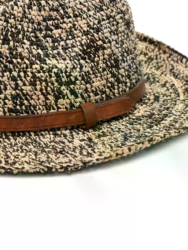 IBELIV Raffia Fedora With Leather Trim - Neutrals