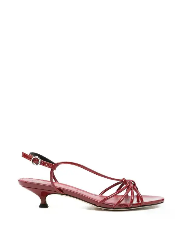 AeydĒ Knotted Patent-leather Kitten Heel Sandals - Red