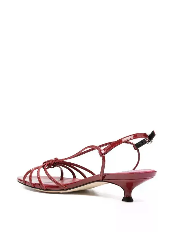 AeydĒ Knotted Patent-leather Kitten Heel Sandals - Red