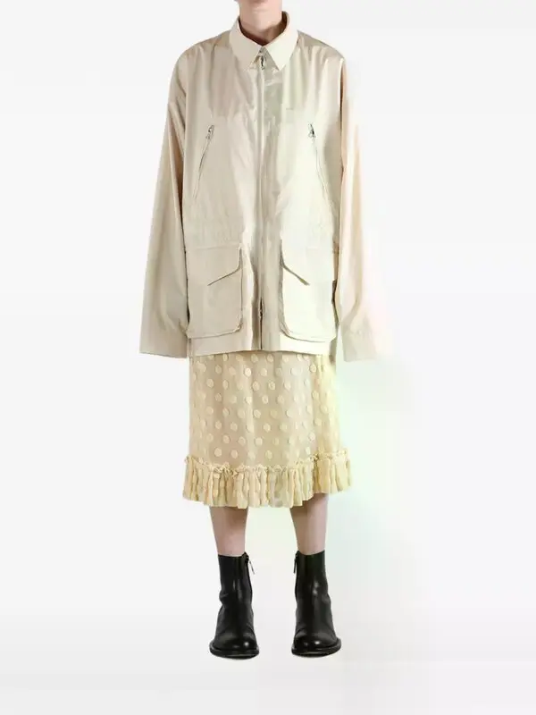 RIER Multi-pocket Zip-up Coat - Neutrals