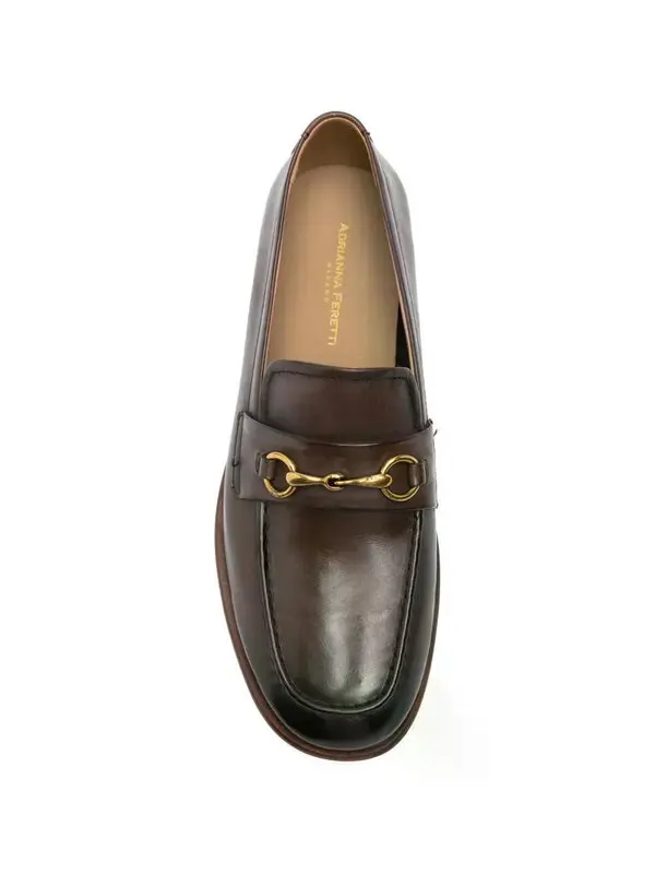ADRIANNA FERETTI Horsebit Leather Loafers
