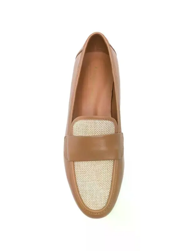 ADRIANNA FERETTI Leather Canvas-panelled Loafers