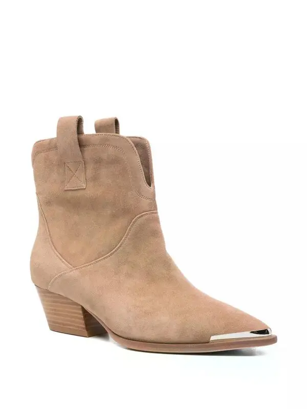 ADRIANNA FERETTI Suede Cowboy Boots With Metal Tip