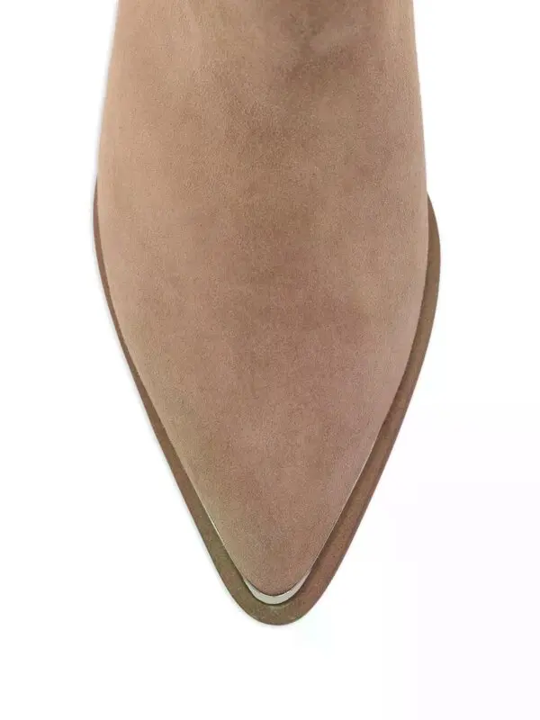 ADRIANNA FERETTI Suede Cowboy Boots With Metal Tip