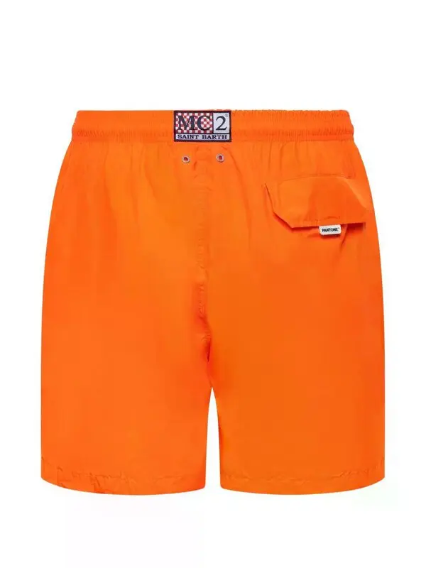MC2 SAINT BARTH Logo-patch Drawstring Swim Shorts - Orange