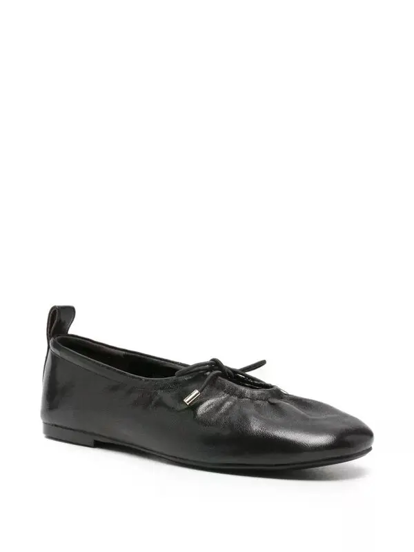 ADRIANNA FERETTI Bow-detail Leather Ballet Flats - Black