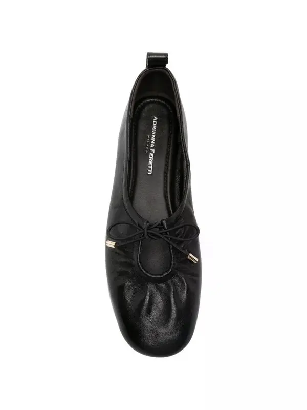 ADRIANNA FERETTI Bow-detail Leather Ballet Flats - Black