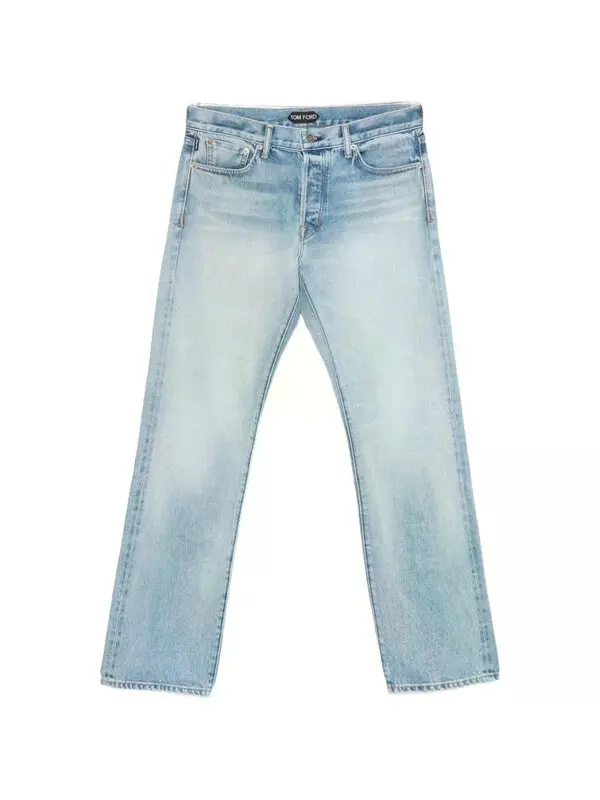 TOM FORD Faded Straight-leg Jeans - Blue