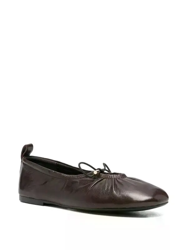 ADRIANNA FERETTI Gathered Ballet Flats With Bow Detailing