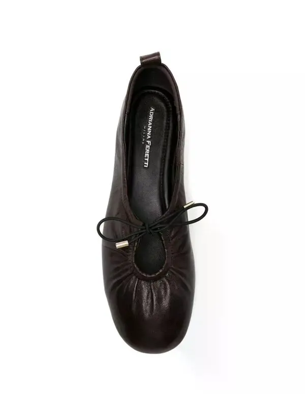 ADRIANNA FERETTI Gathered Ballet Flats With Bow Detailing