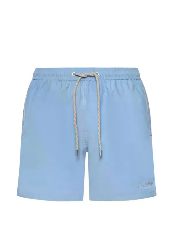MC2 SAINT BARTH Logo-embroidered Drawstring Swim Shorts - Blue