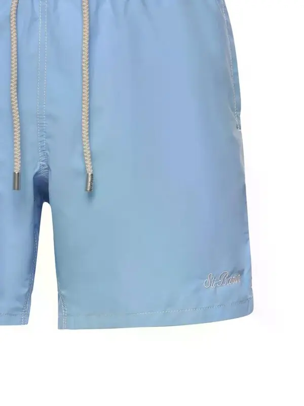 MC2 SAINT BARTH Logo-embroidered Drawstring Swim Shorts - Blue