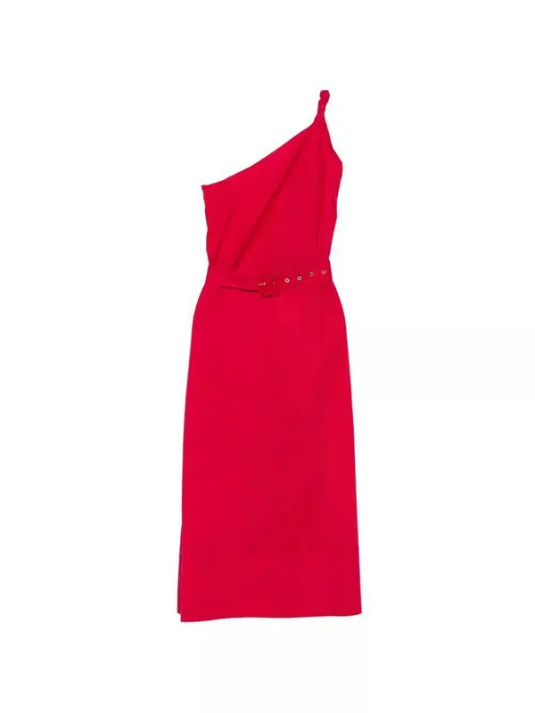 TWINSET Belted One-shoulder Midi Dress