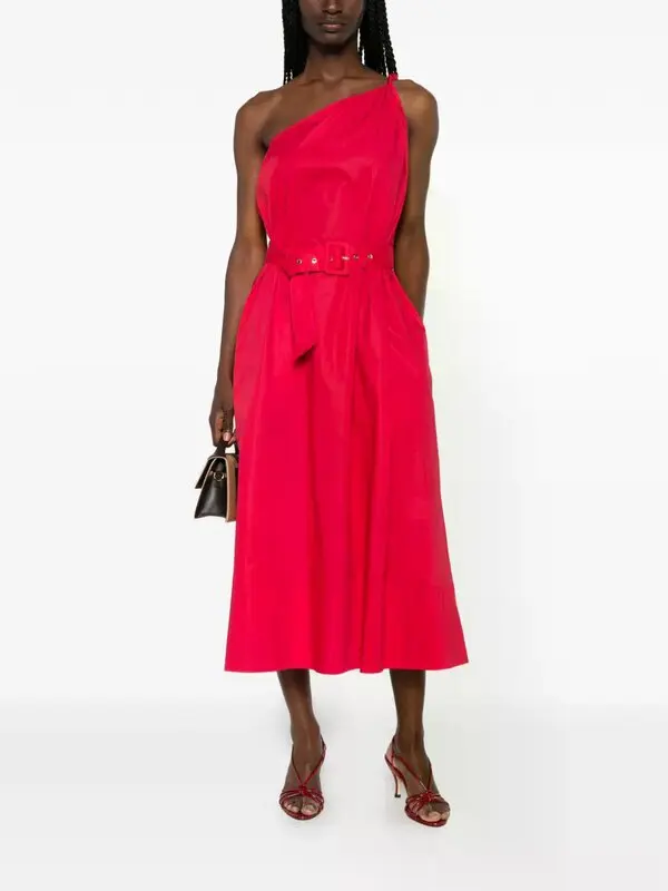 TWINSET Belted One-shoulder Midi Dress