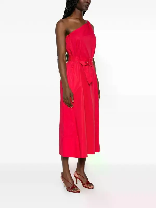 TWINSET Belted One-shoulder Midi Dress