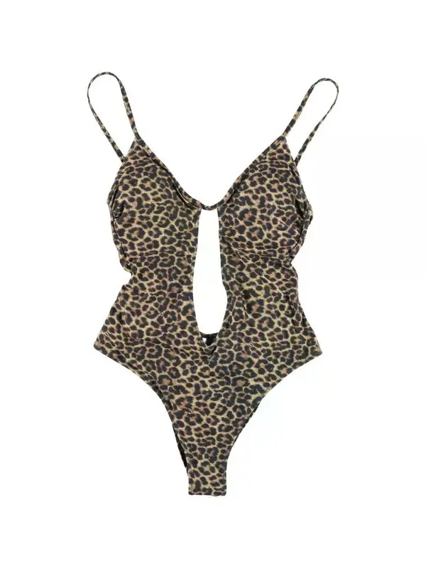 MATINEE Leopard-print Cut-out One-piece Swimsuit - Neutrals