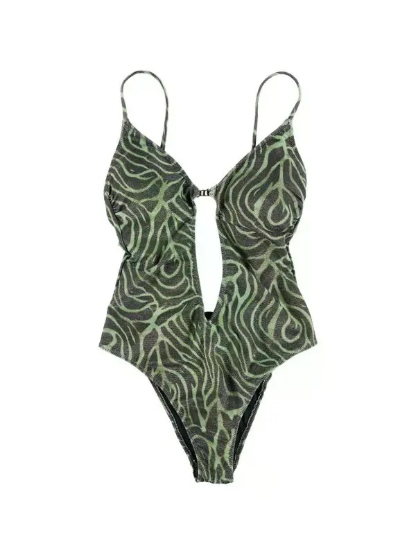 MATINEE Lilly Zebra-pattern Cut-out Swimsuit - Green