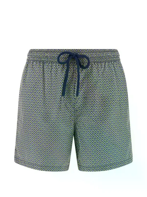 Boggi Milano Geometric-print Swim Shorts - Green
