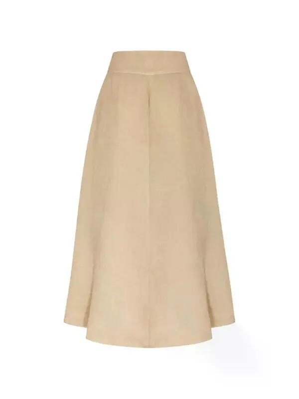120% Lino Panelled A-line Midi Skirt - Neutrals