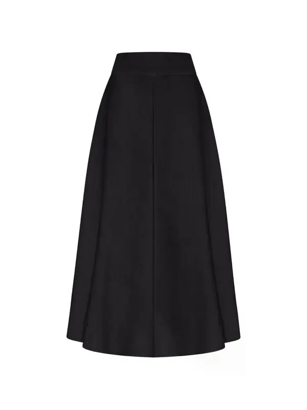 120% Lino Panelled Midi Skirt - Black