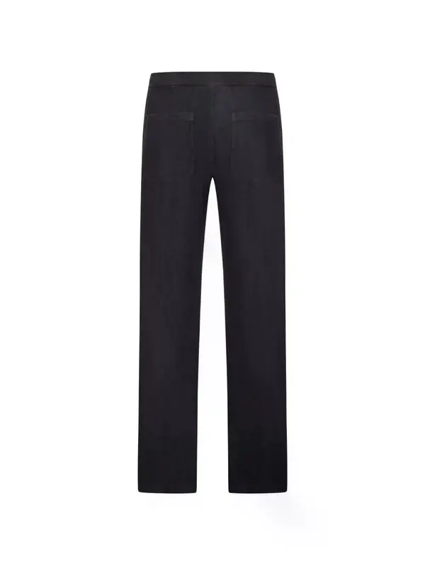 120% Lino Drawstring Linen Trousers - Black
