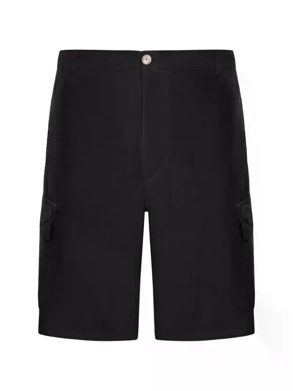 120% Lino Linen Cargo Shorts - Black