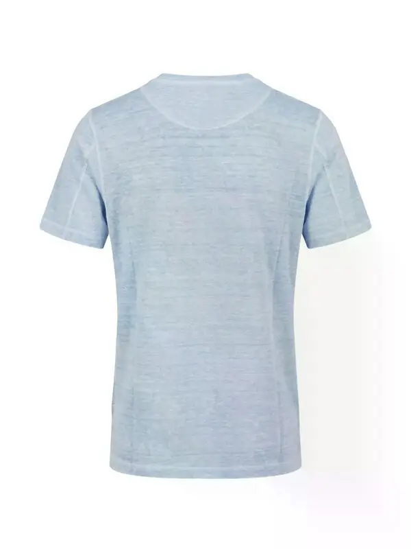 120% Lino Slub-texture Linen T-shirt - Blue