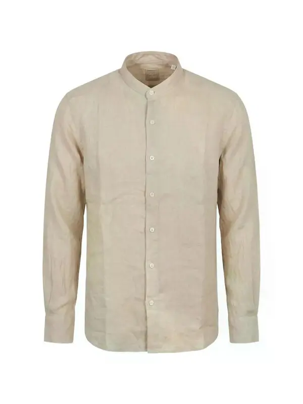 120% Lino Band-collar Linen Shirt