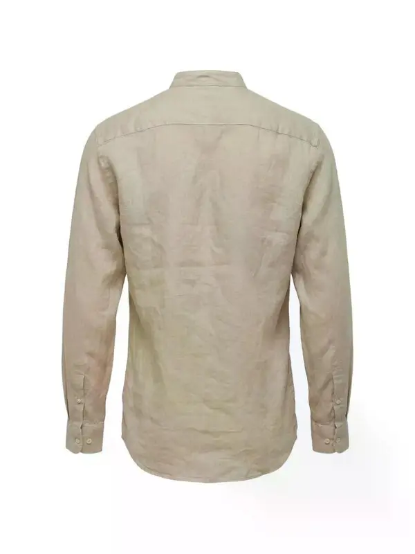 120% Lino Band-collar Linen Shirt