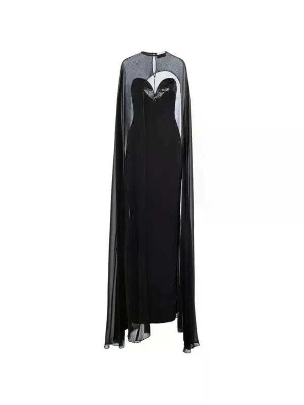 V:PM ATELIER Sindel Cape-overlay Maxi Dress - Black