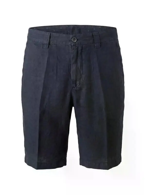 120% Lino Pressed-crease Linen Shorts - Blue