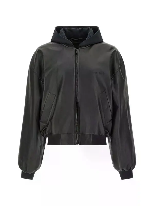 Balenciaga Salon De Couture Leather Bomber Jacket - Black