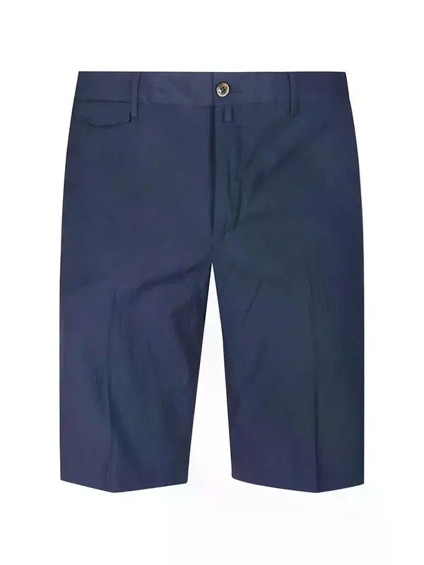 PT TORINO Button-fastening Pleated Cotton Shorts - Blue
