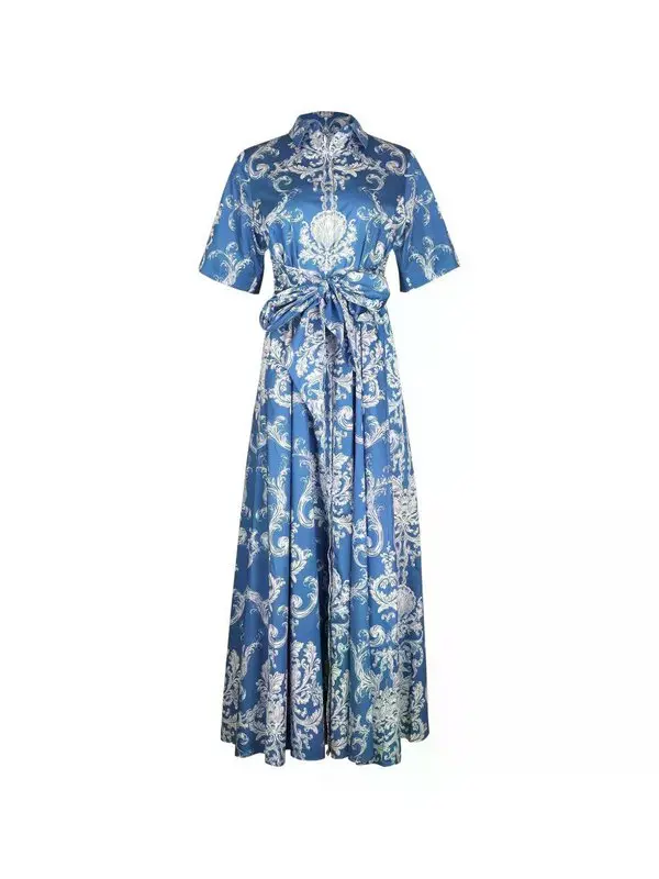 Borgo De Nor Posie Barocco-print Maxi Dress - Blue