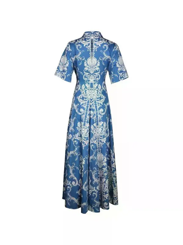 Borgo De Nor Posie Barocco-print Maxi Dress - Blue